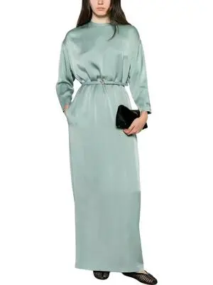 Fabiana Filippi Belted Long-sleeve Maxi Dress - Blue