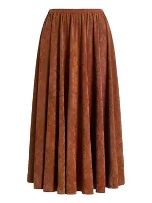 Alberta Ferretti Textured Pleated Midi Skirt - Brown
