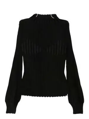 Liviana Conti Ribbed Balloon-sleeve Sweater - Black