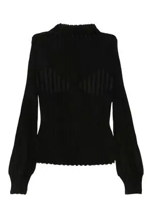 Liviana Conti Ribbed Balloon-sleeve Sweater - Black