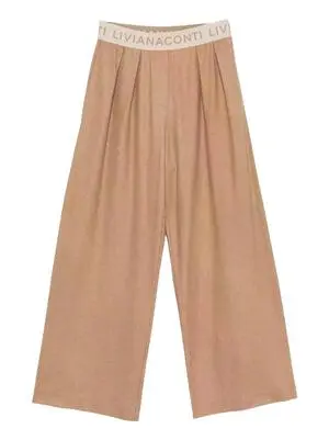 Liviana Conti Logo-waistband Trousers - Neutrals
