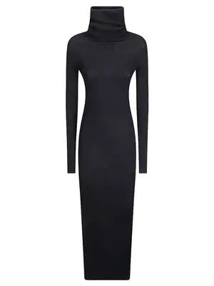 Rick Owens Ribbed-knit Roll-neck Midi Dress - Black