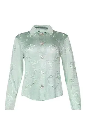 Calle Del Mar Ivy" Floral Motif Shirt - Green