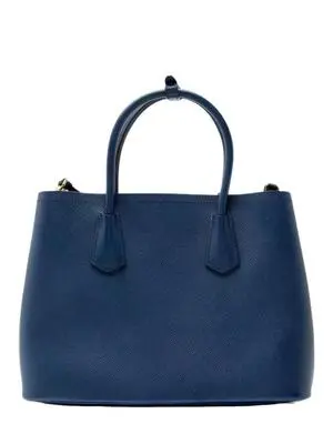 Prada Saffiano Cuir Double Tote Bag - Blue