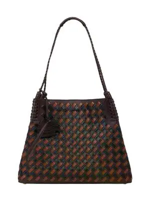 Etro Medium Libra Tote Bag In Woven Leather - Brown