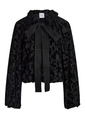 PATOU Devoré Bow Detail Top - Black