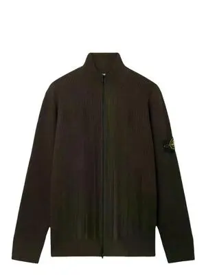 Stone Island Ribbed-knit Compass-patch Jacket - Brown