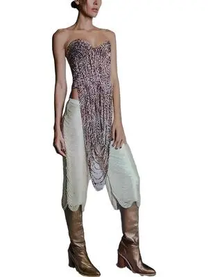 BLESS Talara Strapless Sweetheart Fringe Top - Red