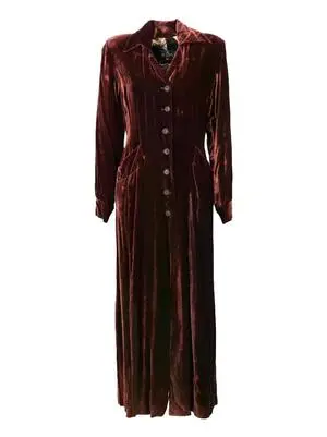 Etro Velvet Button-up Coat - Brown