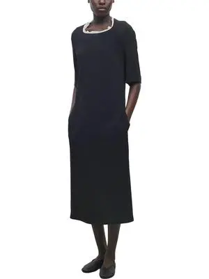 THE ROW Short-sleeved Shift Dress - Black