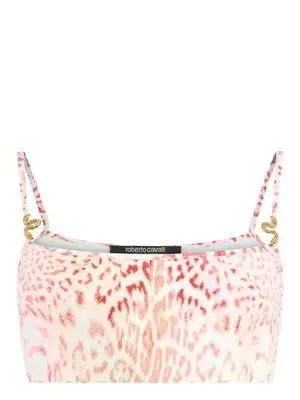 ROBERTO CAVALLI Roberto Cavalli Leopard Print Cropped Top With Snake-Motif Hardware