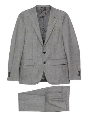 Canali Prince Of Wales Buttoned Suit - Grey