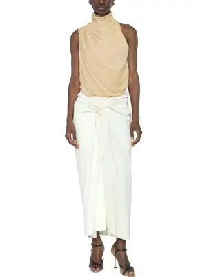 Magda Butrym Knot-detail Ruched Midi Skirt - Neutrals