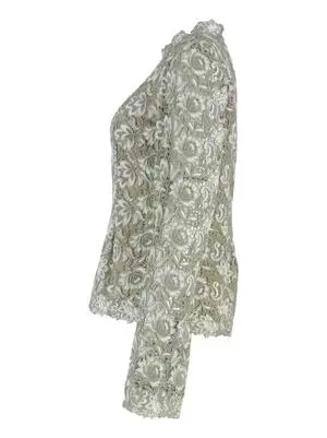 Erdem Guipure Lace Flared-sleeve Blouse - Green