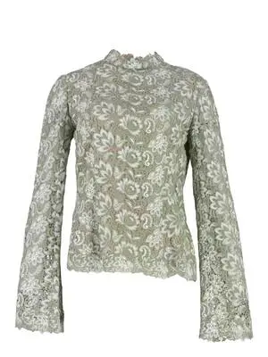 Erdem Guipure Lace Flared-sleeve Blouse - Green