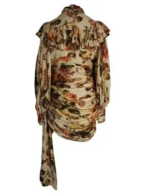 Zimmermann Ruffled Floral-print Silk Dress - Neutrals