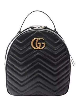 Gucci Gg Marmont Chevron Quilted Leather Backpack - Black