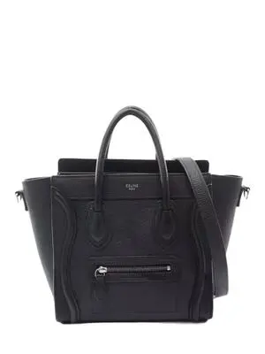 Celine 2000s Luggage Nano Two-way Leather Handbag - Black