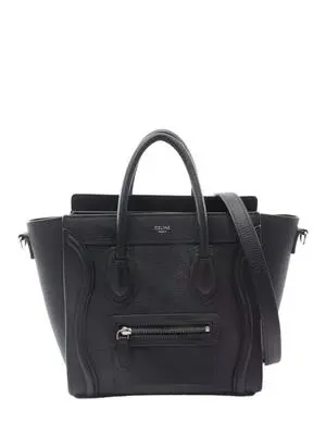 Celine 2000s Luggage Nano Two-way Leather Handbag - Black