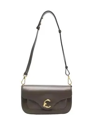 COCCINELLE Leather Shoulder Bag With Logo Plaque - Green