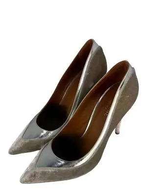 MALONE SOULIERS Pointed-toe Velvet Pumps - Grey
