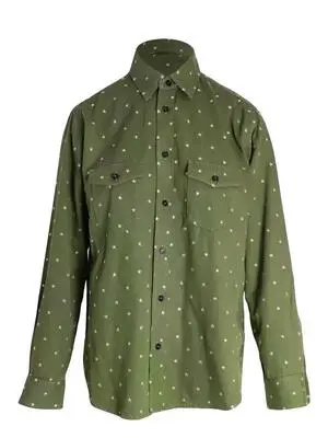 Saint Laurent Star-embroidered Button-up Shirt - Green