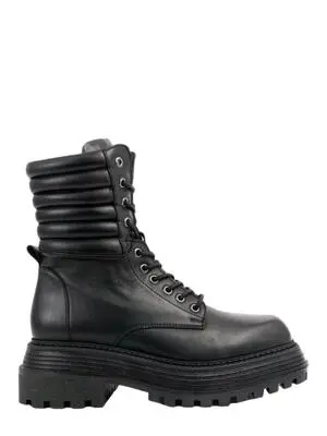 SERGIO MORETTI FIRENZE Padded Collar Lace-up Ankle Boots - Black