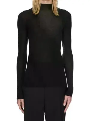 Rick Owens Ribbed Knit High-neck Sweater - Black