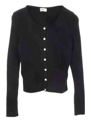 Celine Ribbed Knit Triomphe Cardigan - Black
