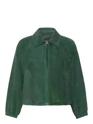 Max Mara Wkdzuppa Suede Zip-up Jacket - Green