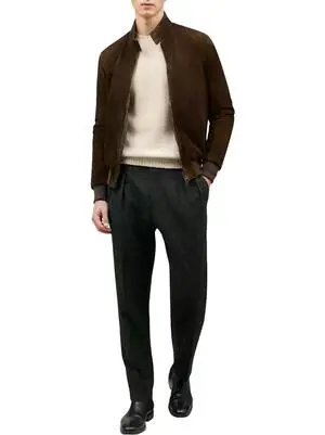 Boglioli Zip-fastening Suede Bomber Jacket - Brown