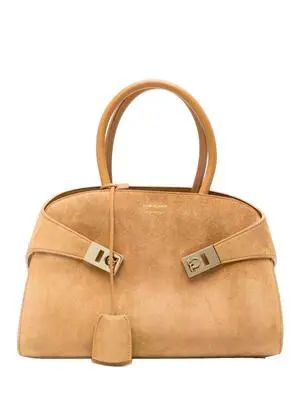 FERRAGAMO Logo Detail Leather Tote Bag - Neutrals