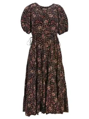 Ulla Johnson Floral-print Midi Dress - Black
