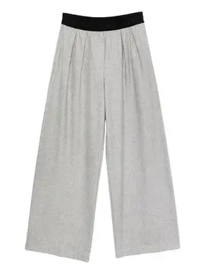 Liviana Conti Logo Waistband Wide Leg Trousers - Grey