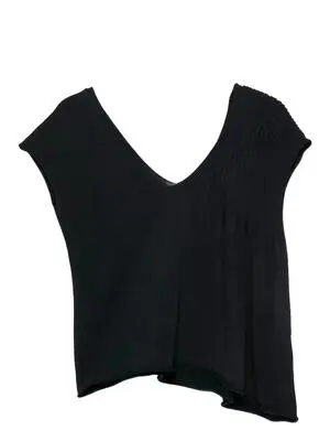 Liviana Conti Sleeveless V-neck Pleated Top - Blue