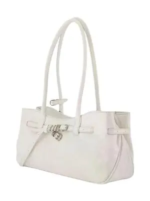MARGESHERWOOD Cracked Leather Shoulder Bag - White
