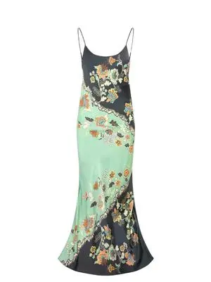 Roberto Cavalli Floral Print Backless Maxi Dress - Green
