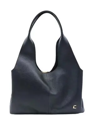 COCCINELLE Logo-plaque Pebbled-leather Tote Bag - Black