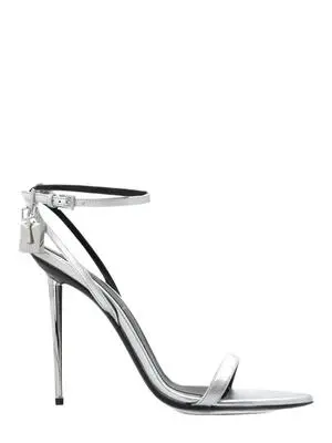 TOM FORD Padlock-embellished Metallic-effect Sandals - Silver