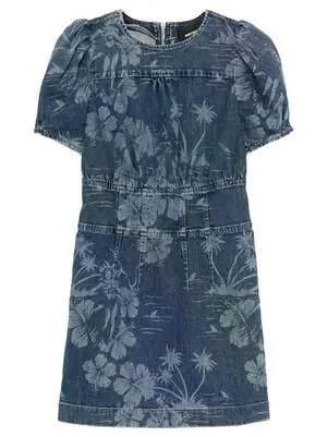 MARCO BOLOGNA Floral-print Puff-sleeve Mini Dress - Blue