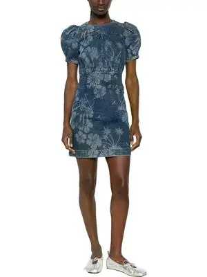 MARCO BOLOGNA Floral-print Puff-sleeve Mini Dress - Blue