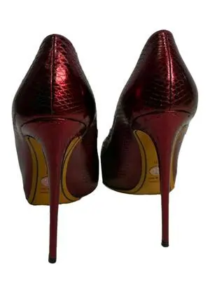 Dolce & Gabbana 2010s Snake-embossed Leather Pumps - Red