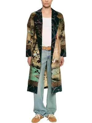 PIERRE-LOUIS MASCIA Scenic Print Velvet Coat - Brown