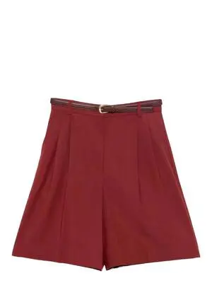 Max Mara Belted Pleated Tailored Shorts - Red