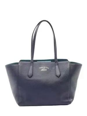 Gucci 2000s Swing Leather Tote Bag - Blue