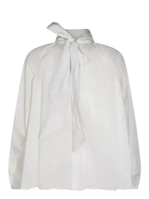 Max Mara Pleated Pussy-bow Blouse - White