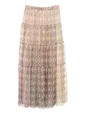 CELINE 2010s Tiered Geometric-pattern Skirt