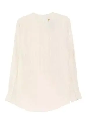 UMA WANG Plissé Long-sleeve Blouse - Neutrals