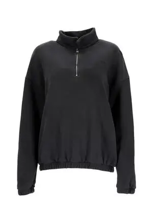 TOTEME Half-zip Cotton Sweatshirt - Black