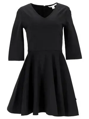 Diane Von Furstenberg V-neck Flared Mini Dress - Black
